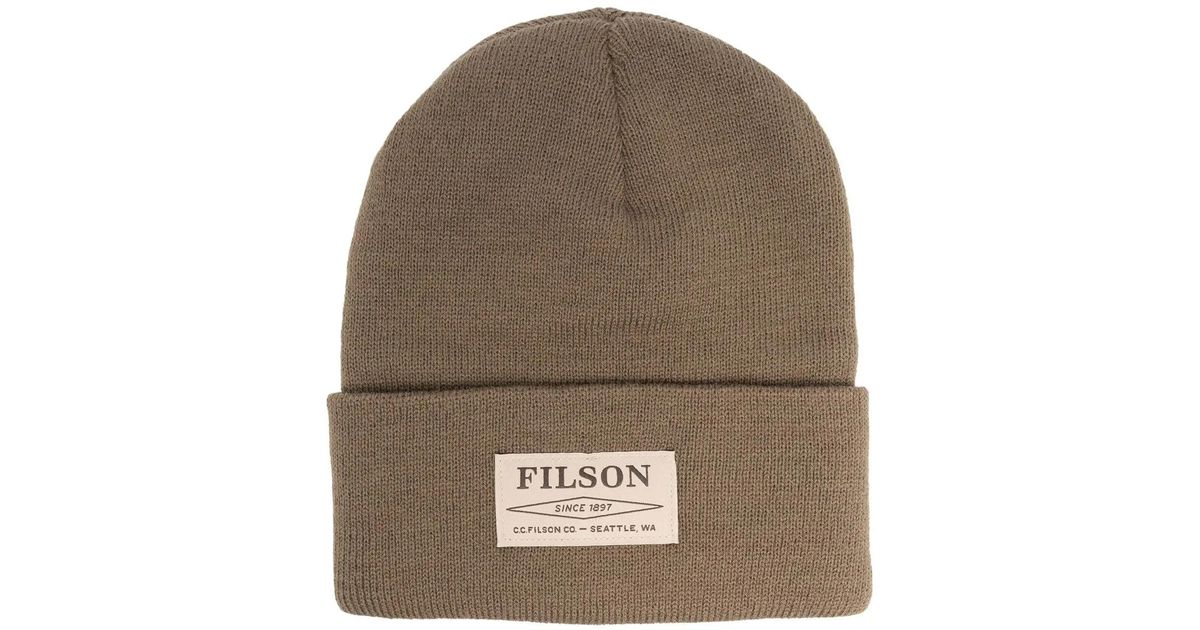 Filson Logo-Patch Knit Hat in Brown for Men | Lyst