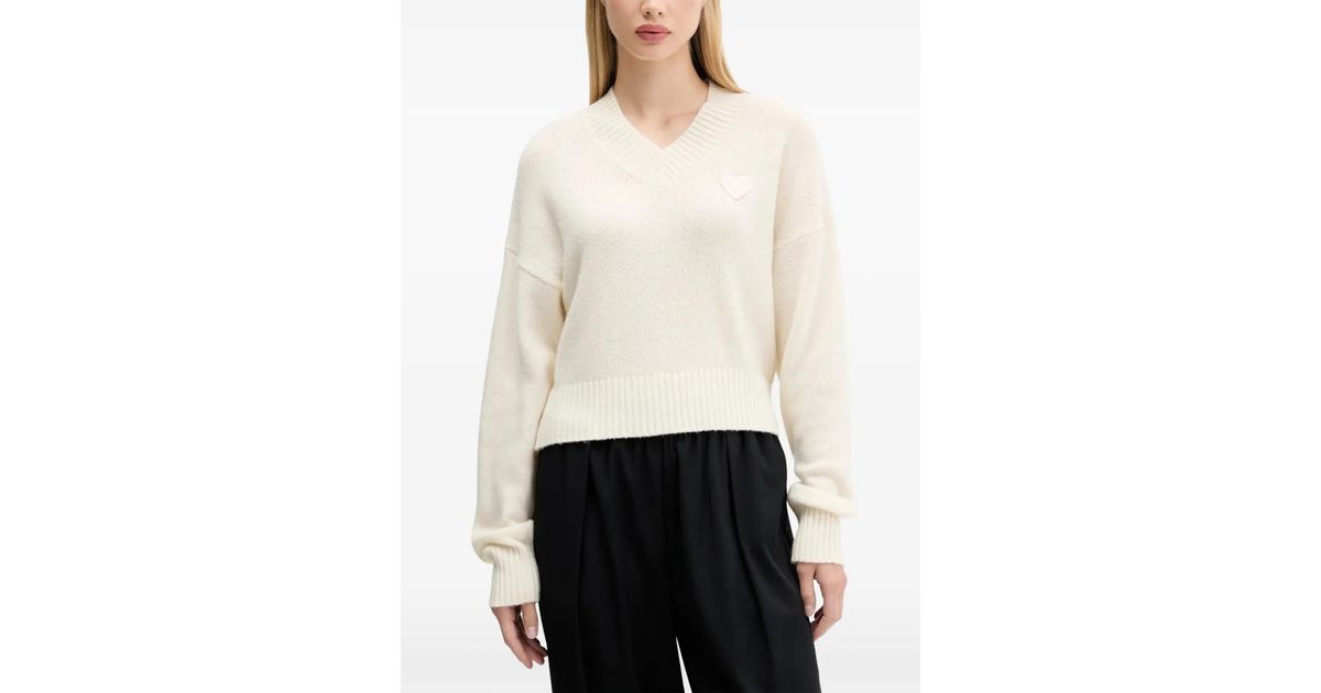 HUGO Pull Bold Happy Heart À Col V in White | Lyst UK
