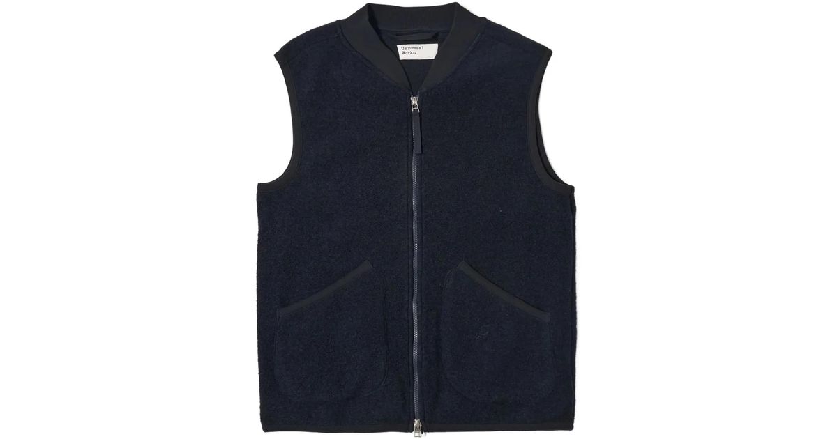 Universal Works Zip-Front Fleece Vest in Blue for Men | Lyst