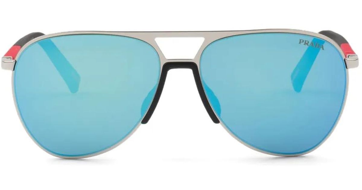 Prada Linea Rossa Metal-Frame Sunglasses in Blue for Men | Lyst UK