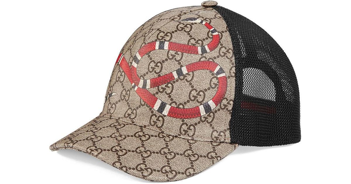 Gorra de béisbol GG Supreme con estampado de serpiente real Gucci de ...