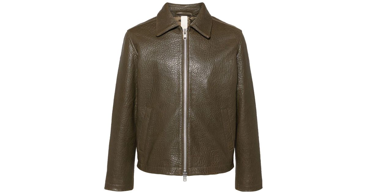 sunflower Embossed Leather Jacket in Green for Men | Lyst
