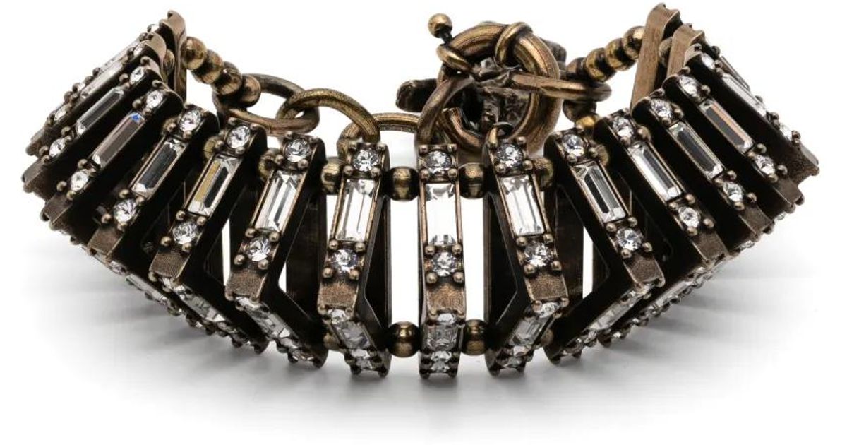 Saint Laurent Crystal Pyramid Bracelet in Black | Lyst UK
