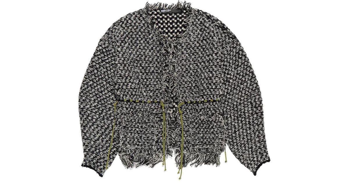 Bimba Y Lola Frayed-Edge Cardigan in Gray | Lyst
