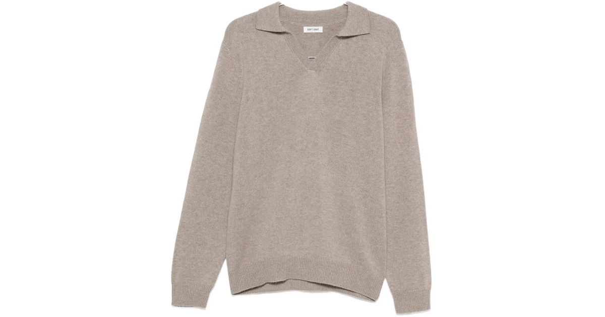 Soft Goat Polo-Collar Sweater in Grey for Men | Lyst UK