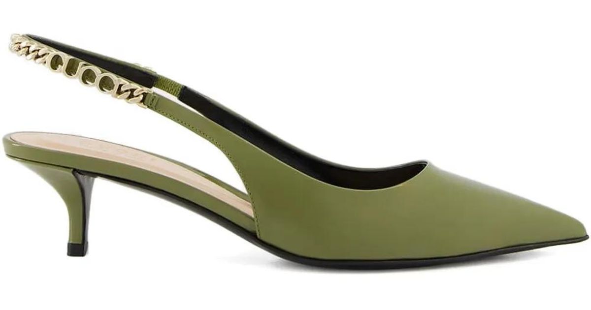 Gucci Signoria Slingback Pumps in Green | Lyst