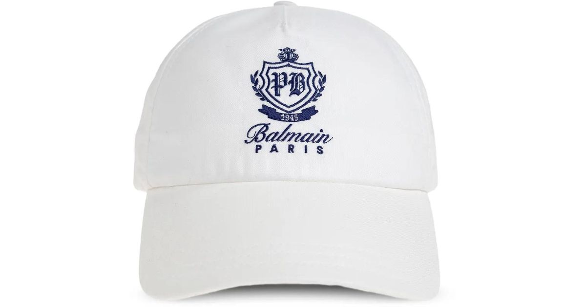 Balmain Logo-Embroidered Baseball Cap in White for Men | Lyst UK