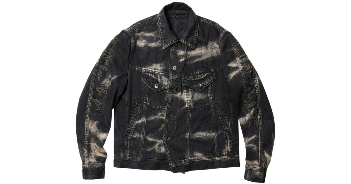 Julius Bleach-Wash Denim Jacket in Black for Men | Lyst UK