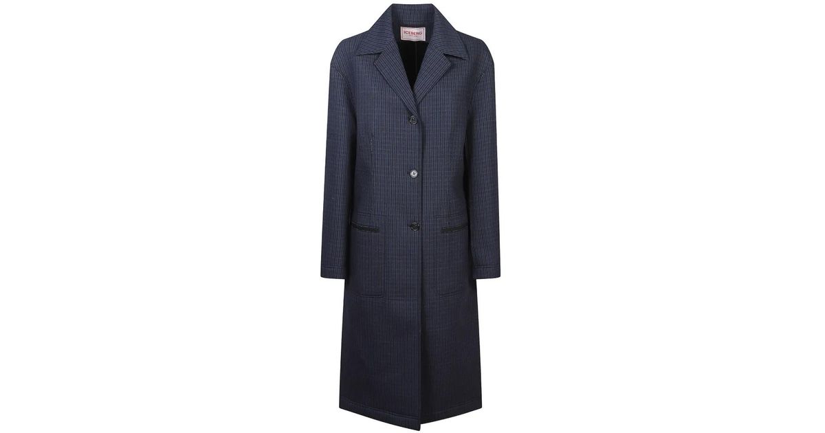 Iceberg Button Coat in Blue | Lyst UK