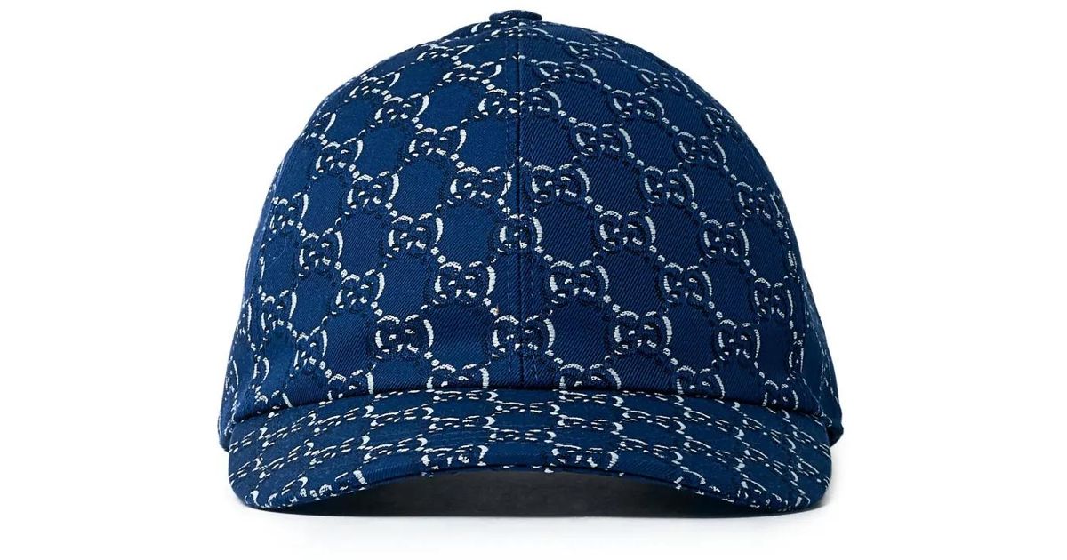 Gucci Gg Logo-Motif Baseball Hat in Blue for Men | Lyst UK