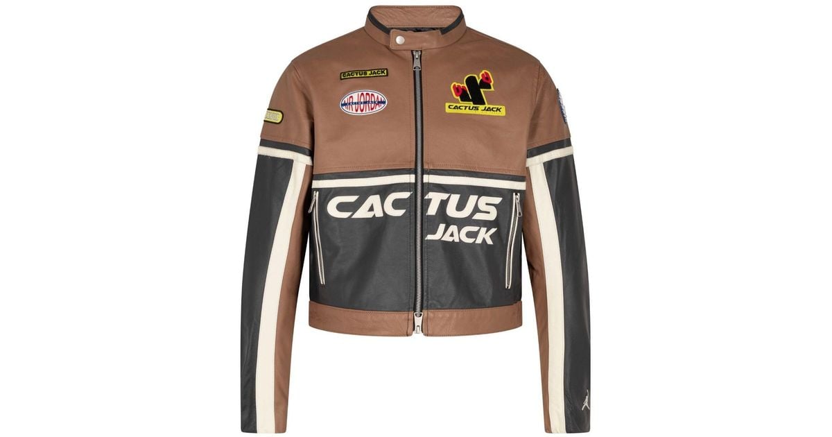 Travis Scott X Cactus Jack Leather Jacket in Gray | Lyst
