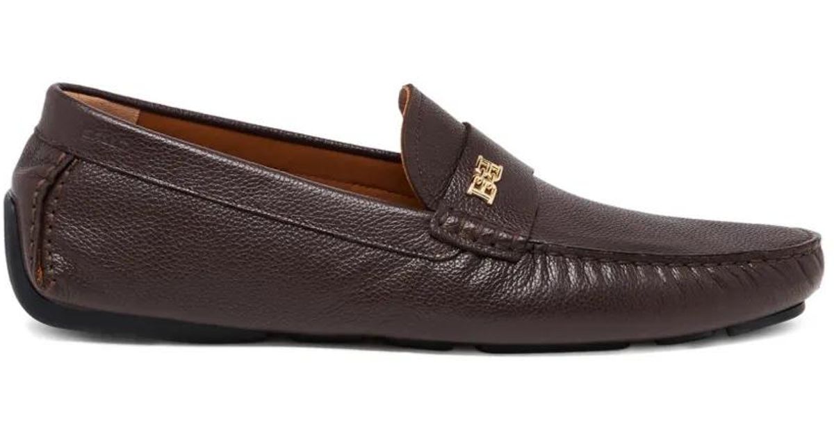 Bally Buckle Grained-Leather Loafers in White for Men | Lyst