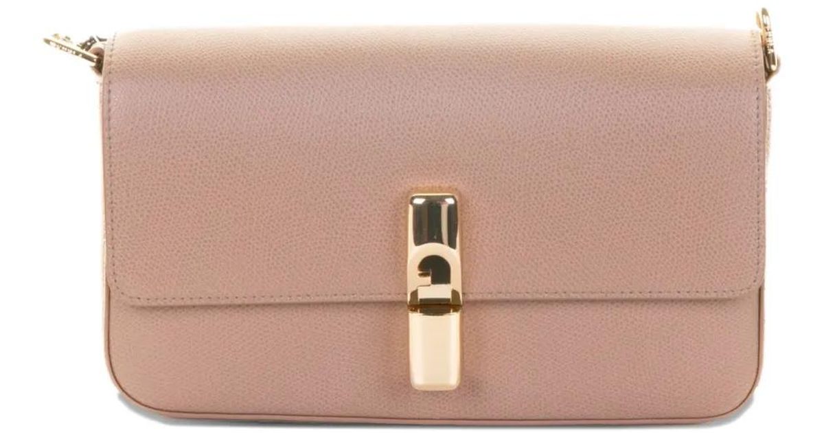 Furla Lock-Detail Leather Shoulder Bag in Pink | Lyst
