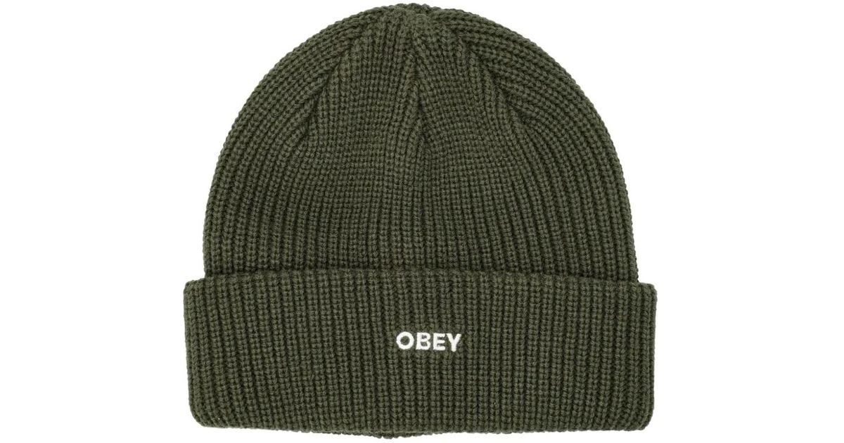 Obey Ribbed-Knit Beanie in Green for Men | Lyst UK