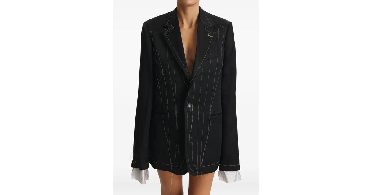 CuAnna Avva Contrast-Stitching Blazer in Black | Lyst UK