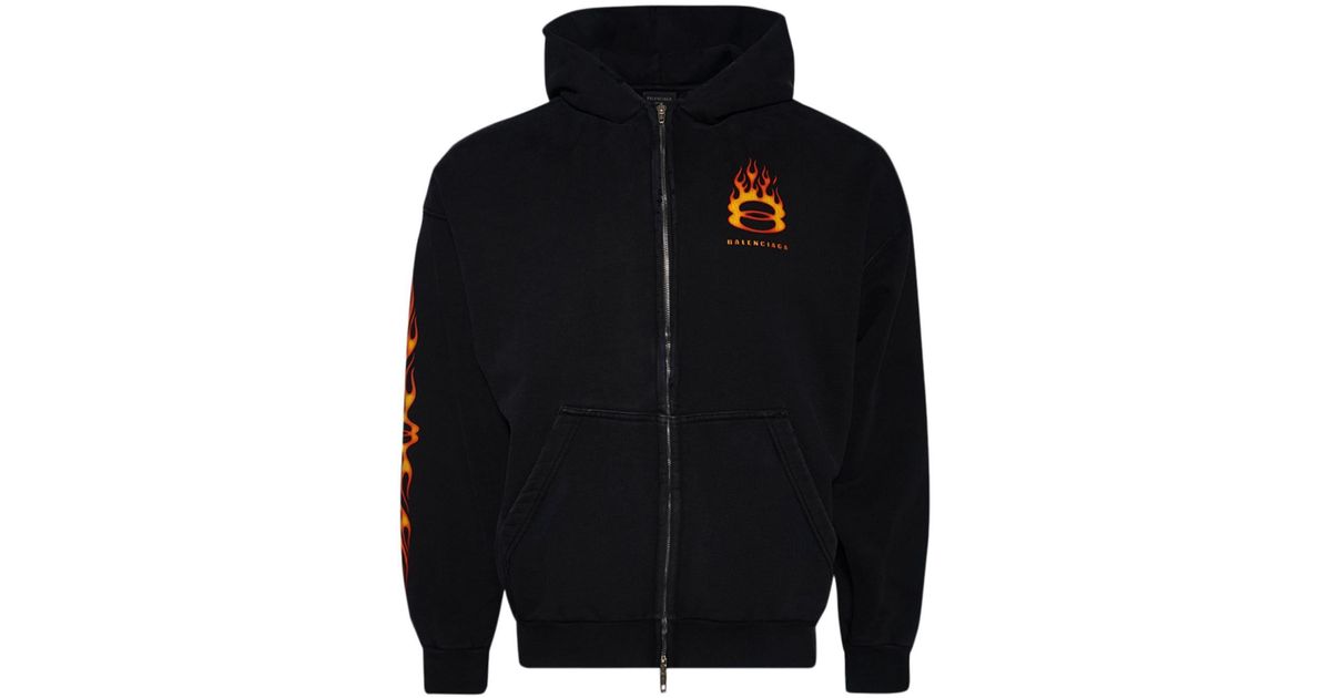 Balenciaga Burning Unity Zip-Up Hoodie in Blue for Men | Lyst