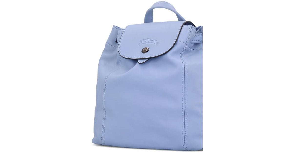 Longchamp Le Pliage Cuir Flap Backpack in Blue | Lyst UK