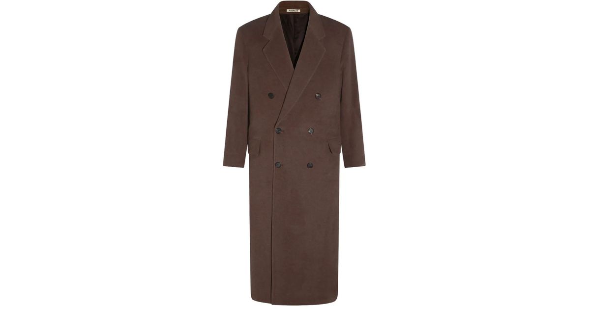 AURALEE Virgin-Wool Double-Breasted Coat in Brown for Men | Lyst UK