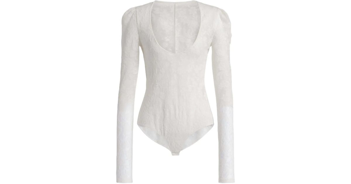 Alberta Ferretti Long-Sleeve Wool Body in White | Lyst UK