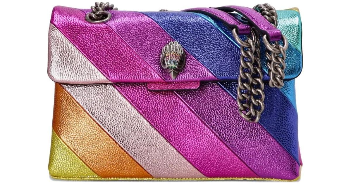 Kurt Geiger Stripe Chain Shoulder Bag in Purple | Lyst UK