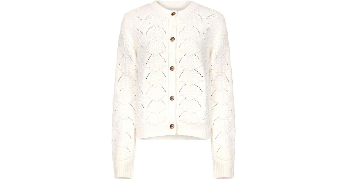 Loulou de Saison Crochet Seashell Cardigan in White | Lyst UK