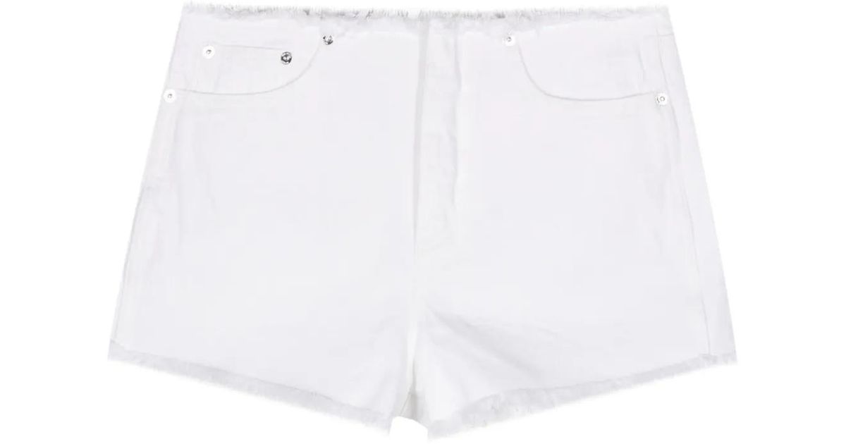 MICHAEL Michael Kors Frayed Wb Cutoff Short in White | Lyst UK
