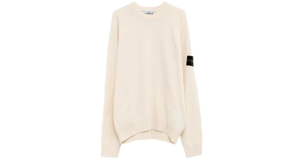 Stone Island Texture Patch-Detail Sweater in White for Men | Lyst UK