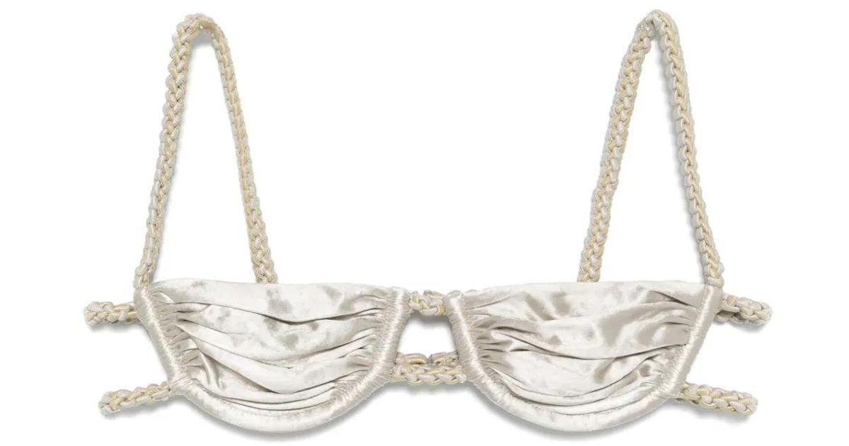 Isa Boulder Double-Chain Bikini Top in White | Lyst