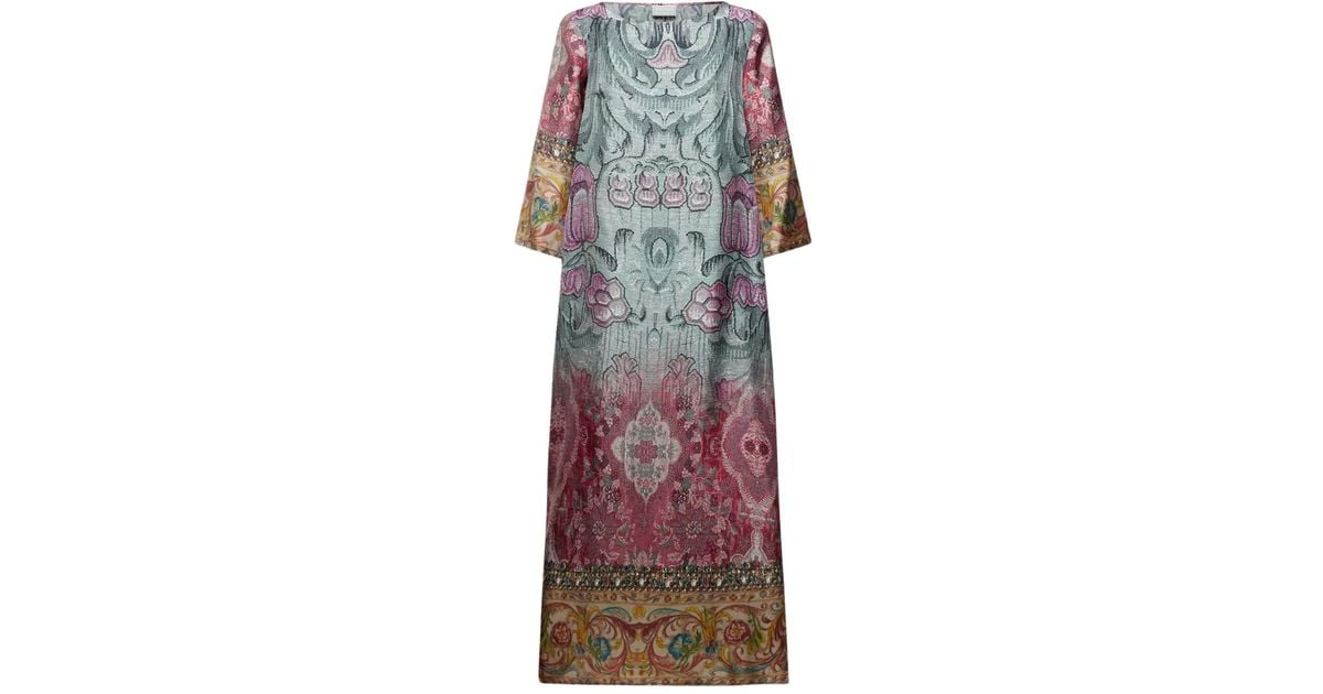 Pierre Louis Mascia Printed Bell-Sleeve Dress in Pink | Lyst