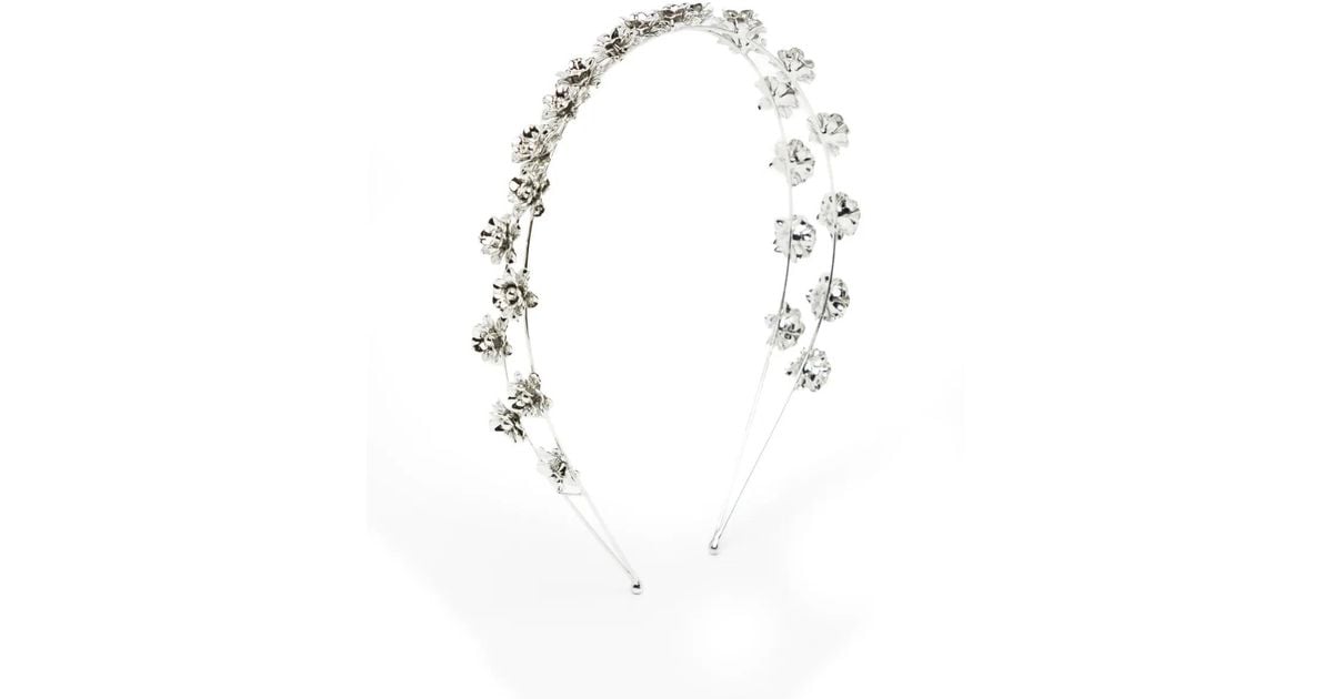 Jennifer Behr Flower-Embellished Double-Band Headband in White | Lyst UK