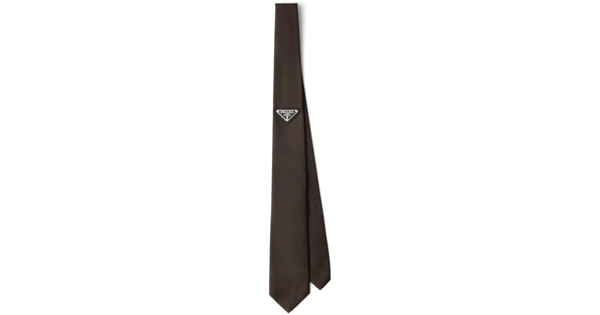 Prada Triangle Logo Tie in Brown for Men | Lyst UK