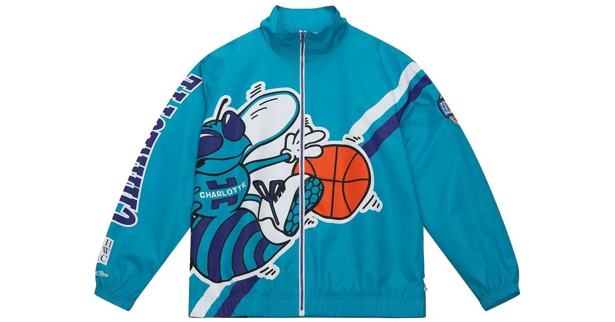 Mitchell & Ness Exploded Logo "Hornets" Warm-Up Jacket in Blue for Men ...