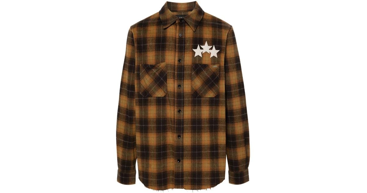 Amiri Star Leather Flannel Shirt for Men | Lyst