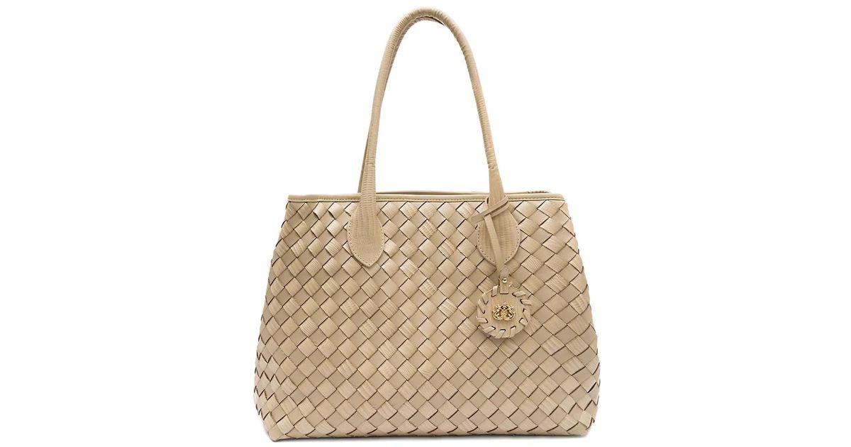 Isla Leather Tote Bag in Natural | Lyst