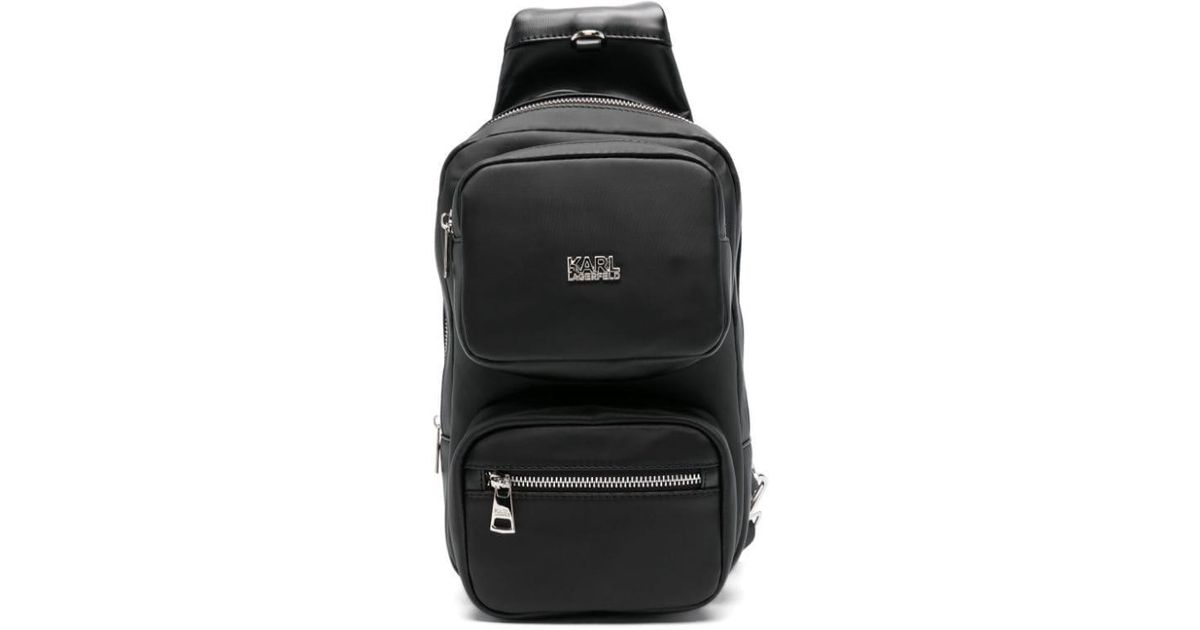 Karl Lagerfeld Logo-lettering Messenger Bag in Black for Men | Lyst