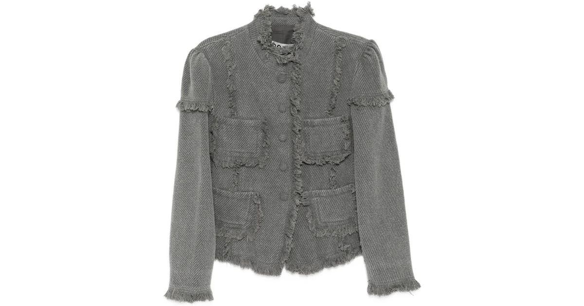 OPEN YY Frayed Jacket in Gray | Lyst