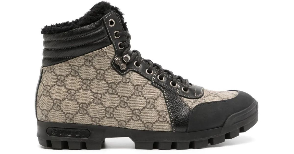 Gucci Monogram Boots in Brown for Men | Lyst UK