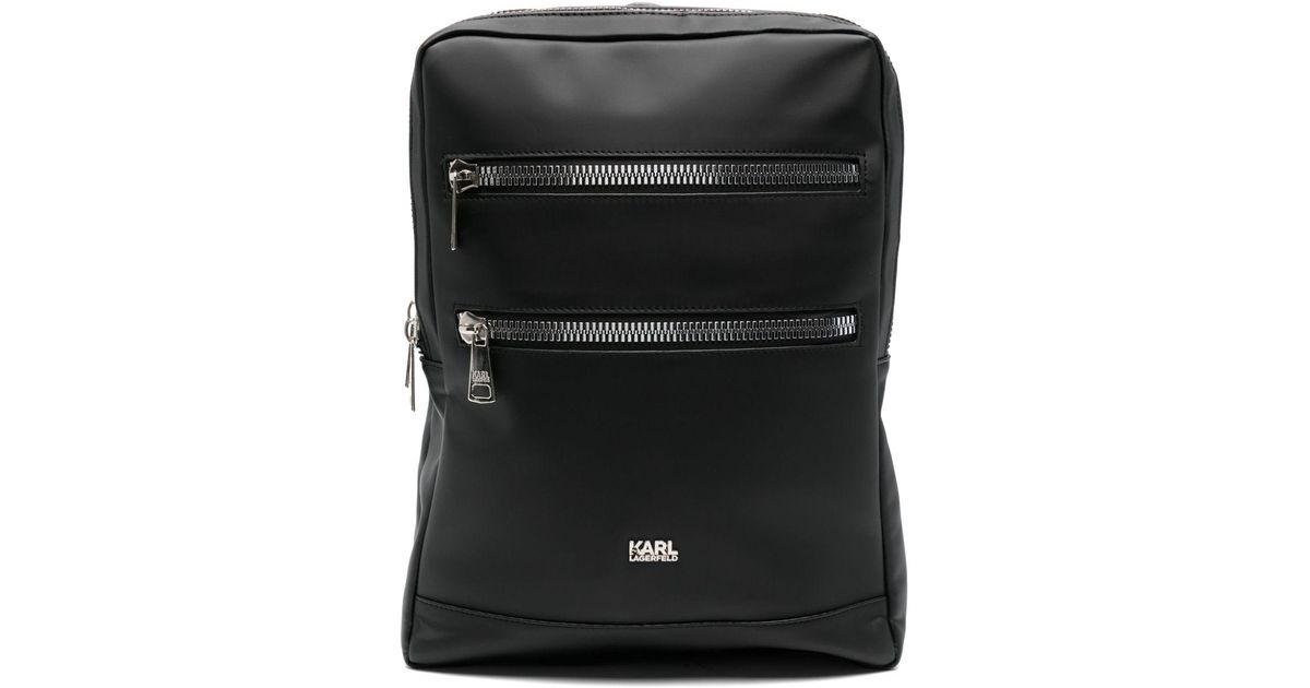 Karl Lagerfeld Logo-Lettering Backpack in Black for Men | Lyst