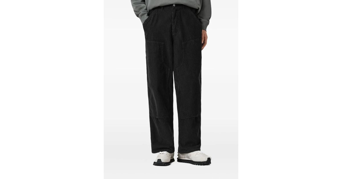 AllSaints Dustan Corduroy-Texture Trousers in Black for Men | Lyst UK