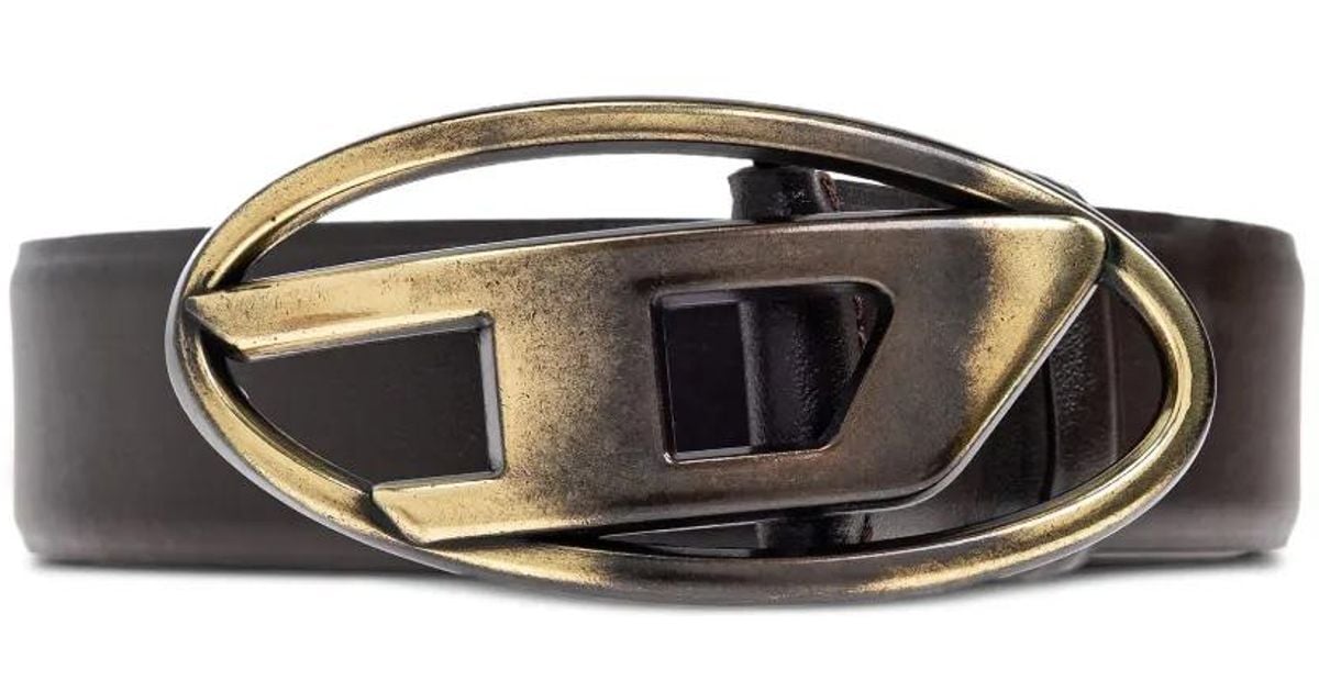 DIESEL Oval D-Logo Leather Belt in Brown for Men | Lyst UK