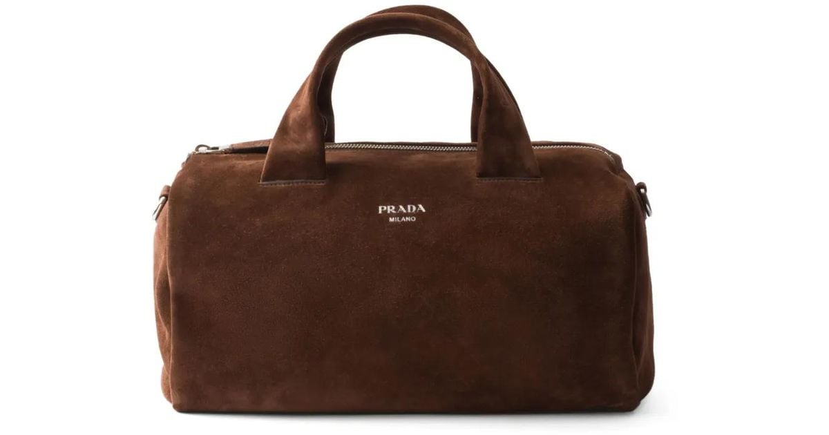 Prada Suede Duffle Bag in Brown | Lyst