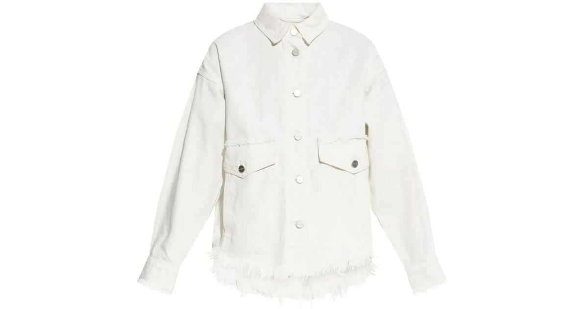 AllSaints Frayed Hem Denim Jacket in White | Lyst