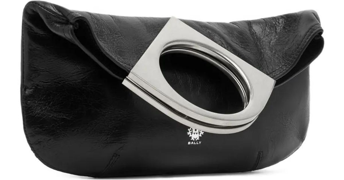 Bally Mini Anni Leather Clutch Bag in Black | Lyst
