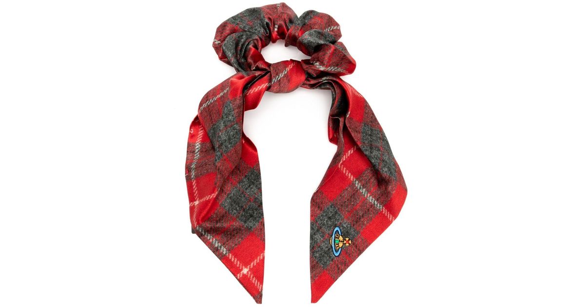 Vivienne Westwood Tartan Scrunchie in Red | Lyst UK