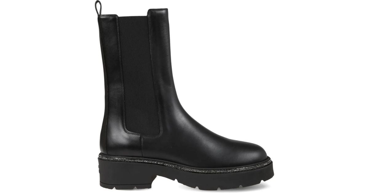 Rene Caovilla Crystal-Embellished Mid-Calf Boots in Black | Lyst UK