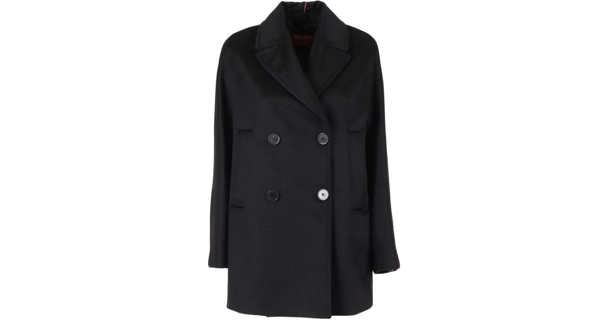 Max Mara Sheree Double-Breasted Peacoat in Black | Lyst