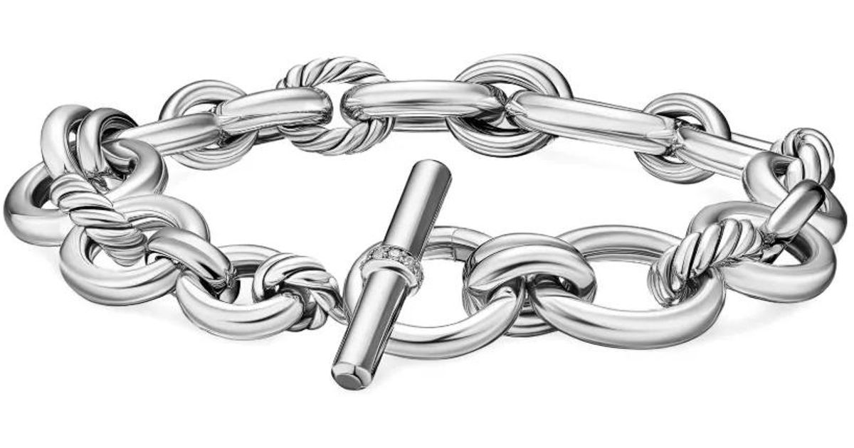 David Yurman Sterling Dy Mercer Chain Diamond Bracelet in Metallic | Lyst