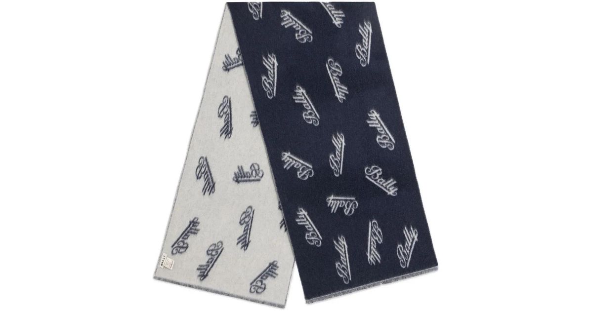 Bally Logo-Jacquard Scarf in Blue | Lyst UK