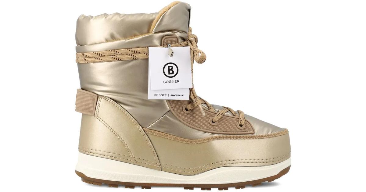 Bogner Lace-Up Logo Boots in Natural | Lyst UK