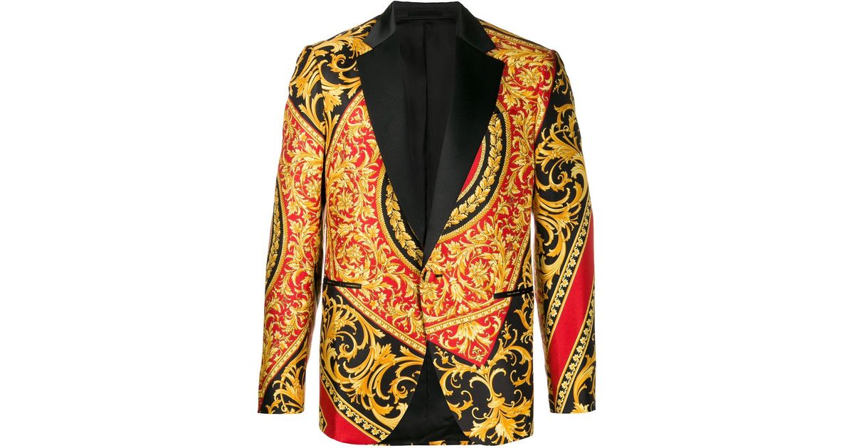 Versace Barocco Print Blazer in Red for Men | Lyst